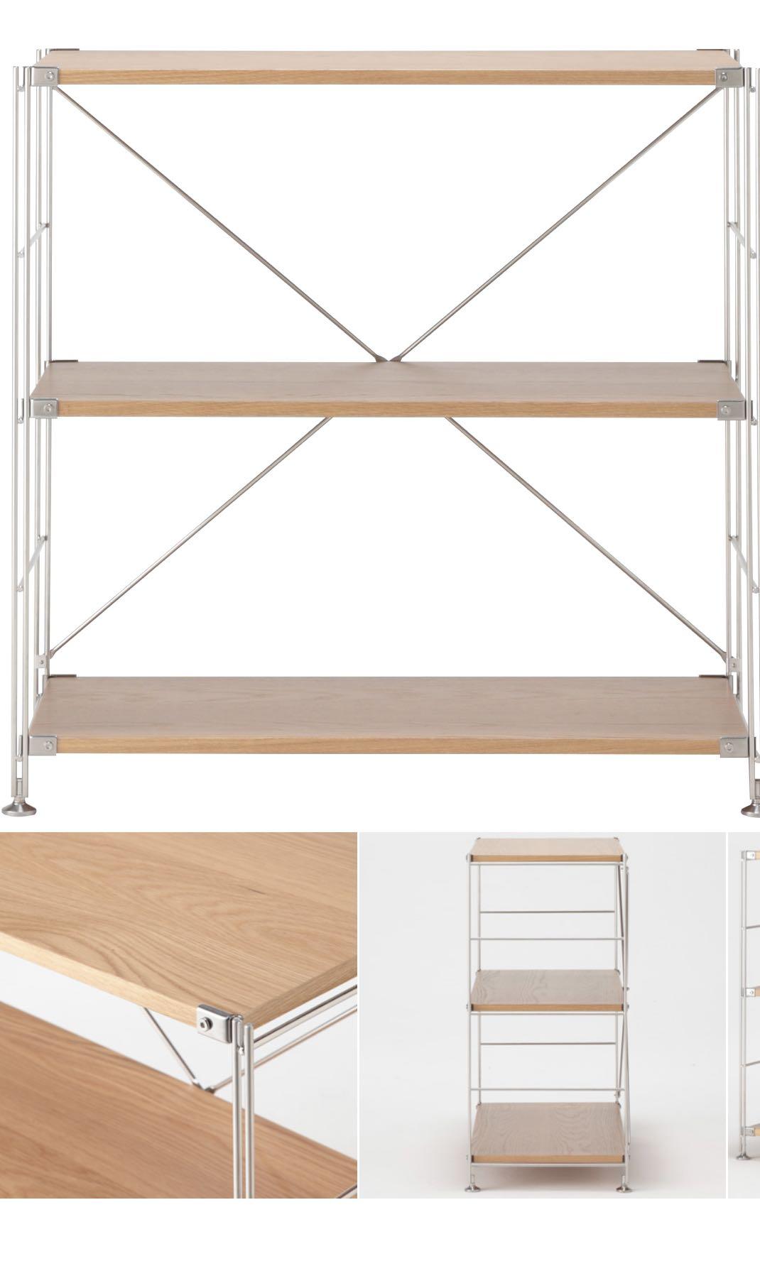 Muji stainless unit shelf in Oak, Furniture & Home Living, Furniture ...