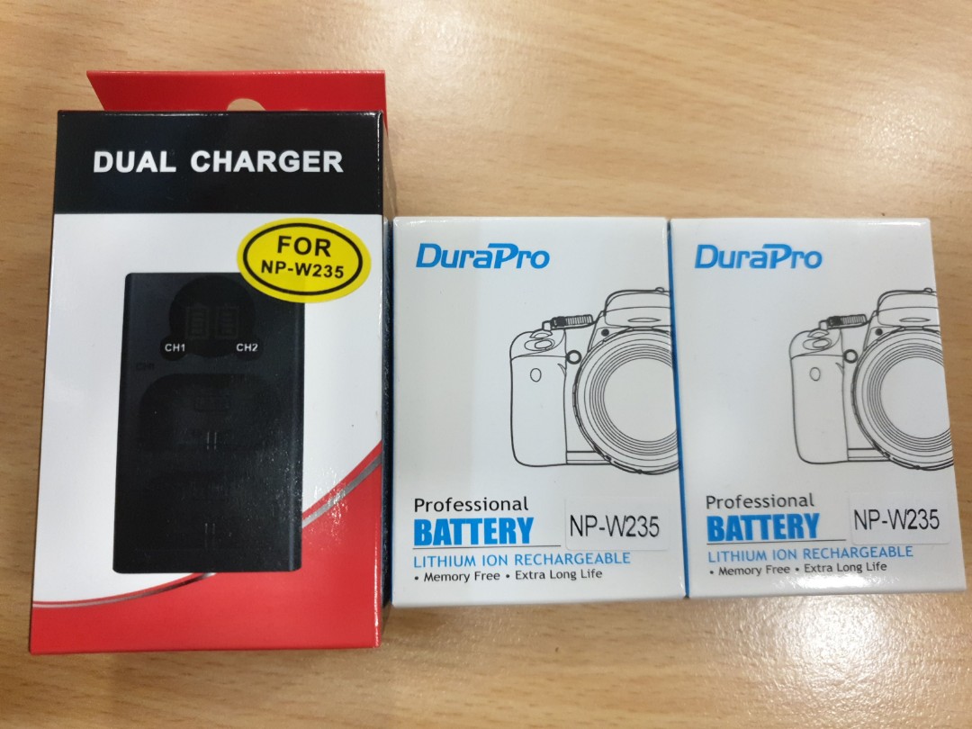 NP-W235 charger and 2 Durapro battery set, Photography, Photography ...