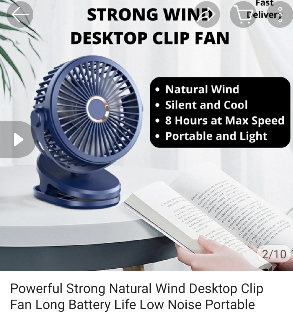 Powerfull wind desktop clip fan, Furniture & Home Living, Lighting ...