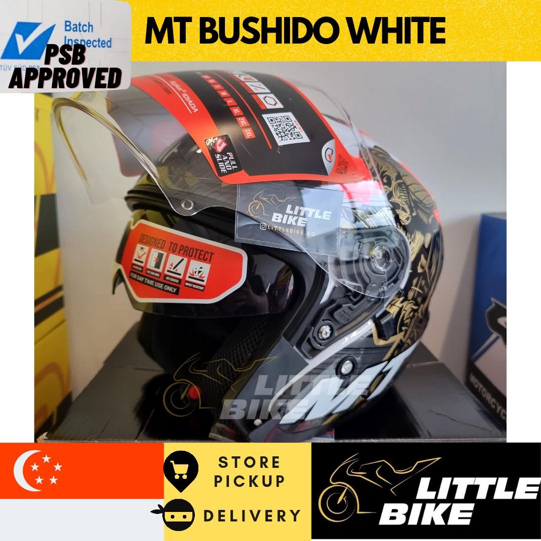 PSB APPROVED MT Helmets bushido samurai white open face motorycle ...