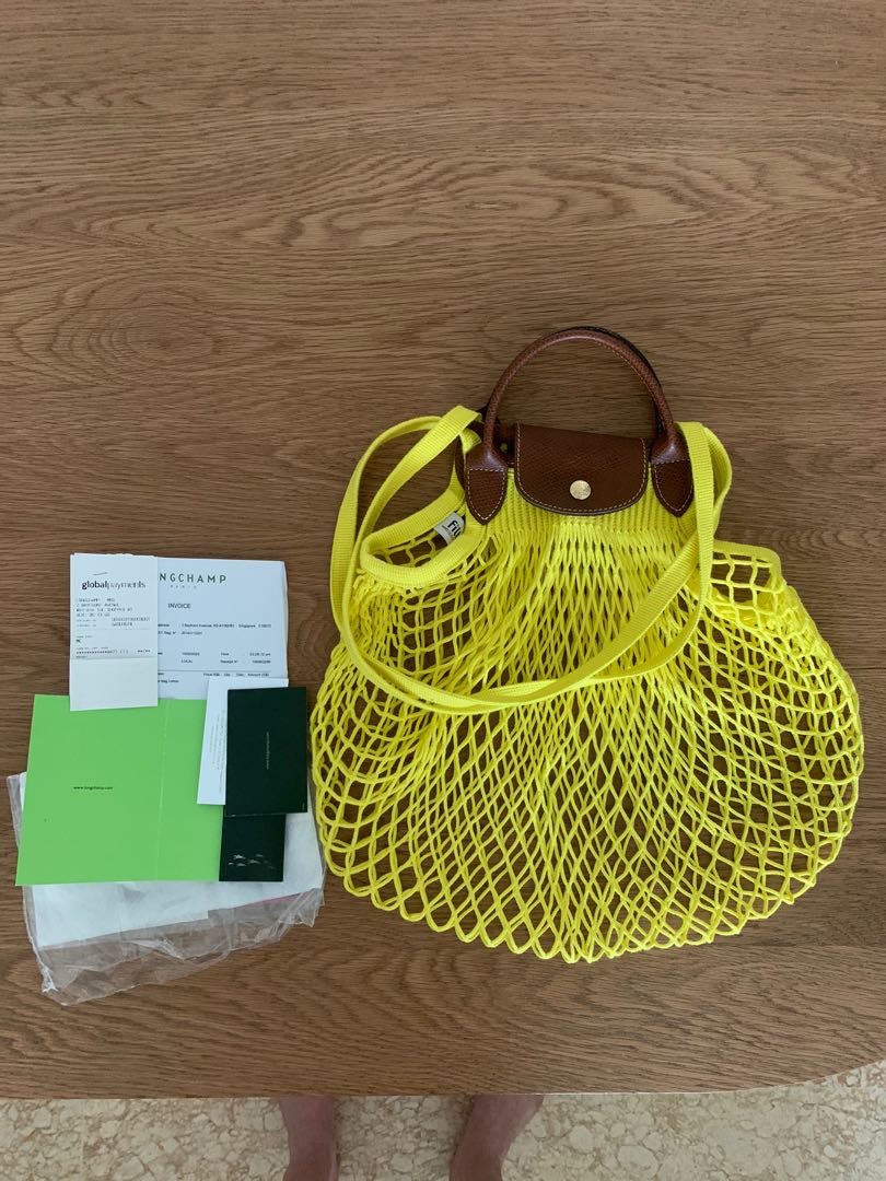 Rarely used yellow longchamp pilage filet, Women's Fashion, Bags ...