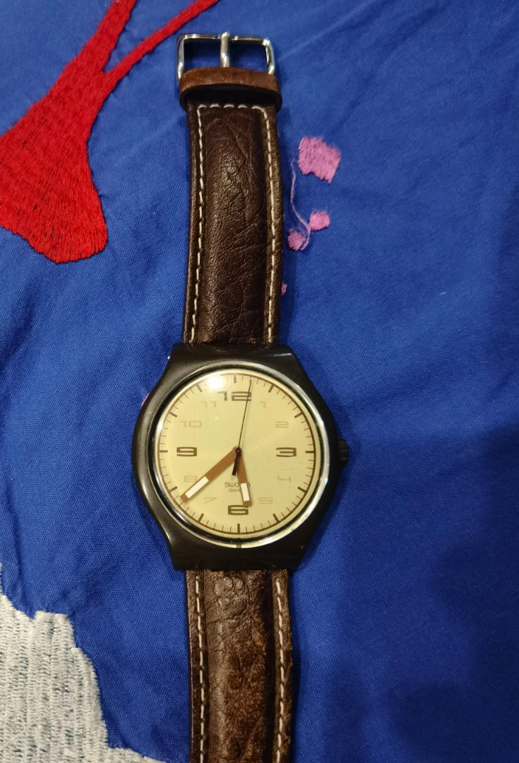 Swatch Leather Strap Watch, Men's Fashion, Watches & Accessories ...
