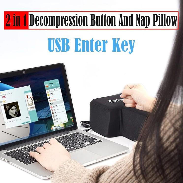 USb Enter Key decompression Pillow Big USB Enter Button Stress Relief ...