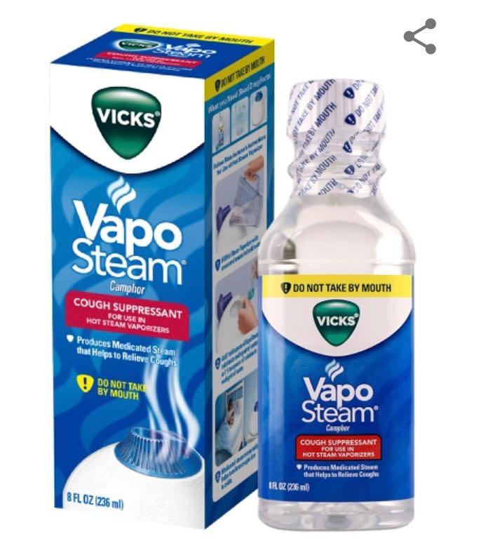 Vicks Vapo Steam Camphor Cough Suppressant 8oz, Health & Nutrition ...