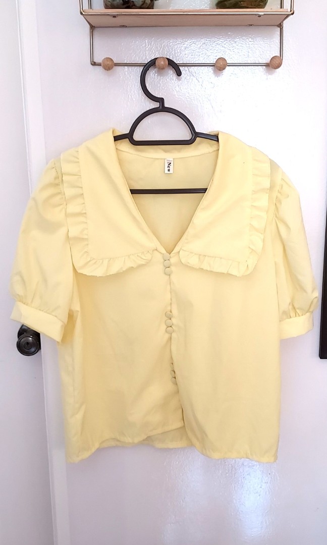 Yellow Puff Sleeve Top, Women's Fashion, Tops, Blouses on Carousell