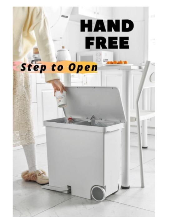 26L Hand free Step On Bin Dual Compartment Dust Bin Dustbin Storage ...