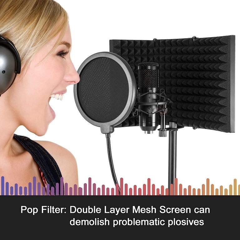 AGPTEK Microphone Studio Recording Kit with Microphone Isolation Shield ...