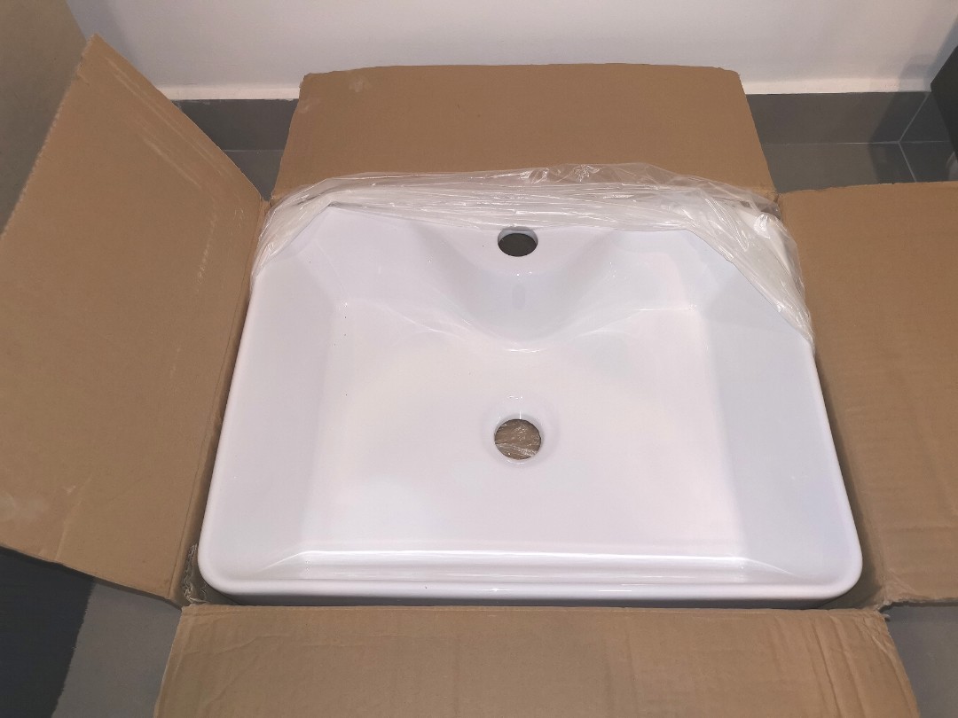 Ceramic basin (sit on top/top mount), Furniture & Home Living, Bathroom ...