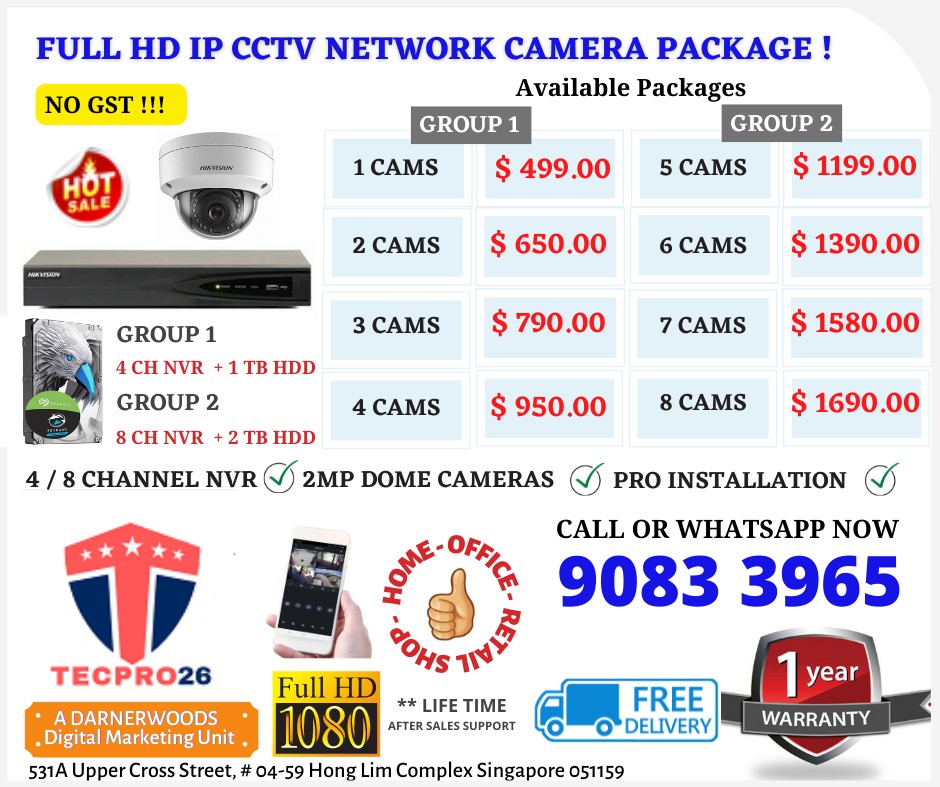 HIKVISION FULL HD IP NETWORK CAMERA CCTV INSTALLATION PACKAGE !!!, Furniture & Home Living ...