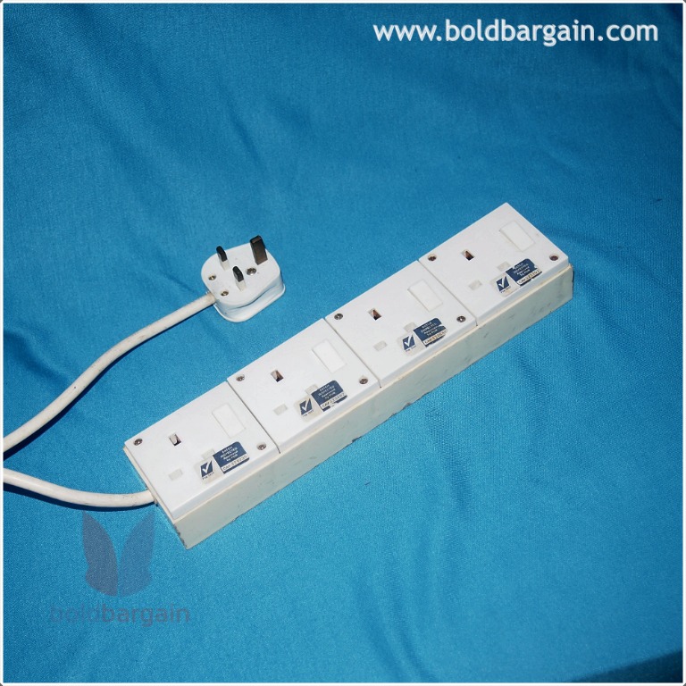Heavy Duty 4 Prong Socket Extension 3 pin Plug with 5.6 Metre Cord, TV ...