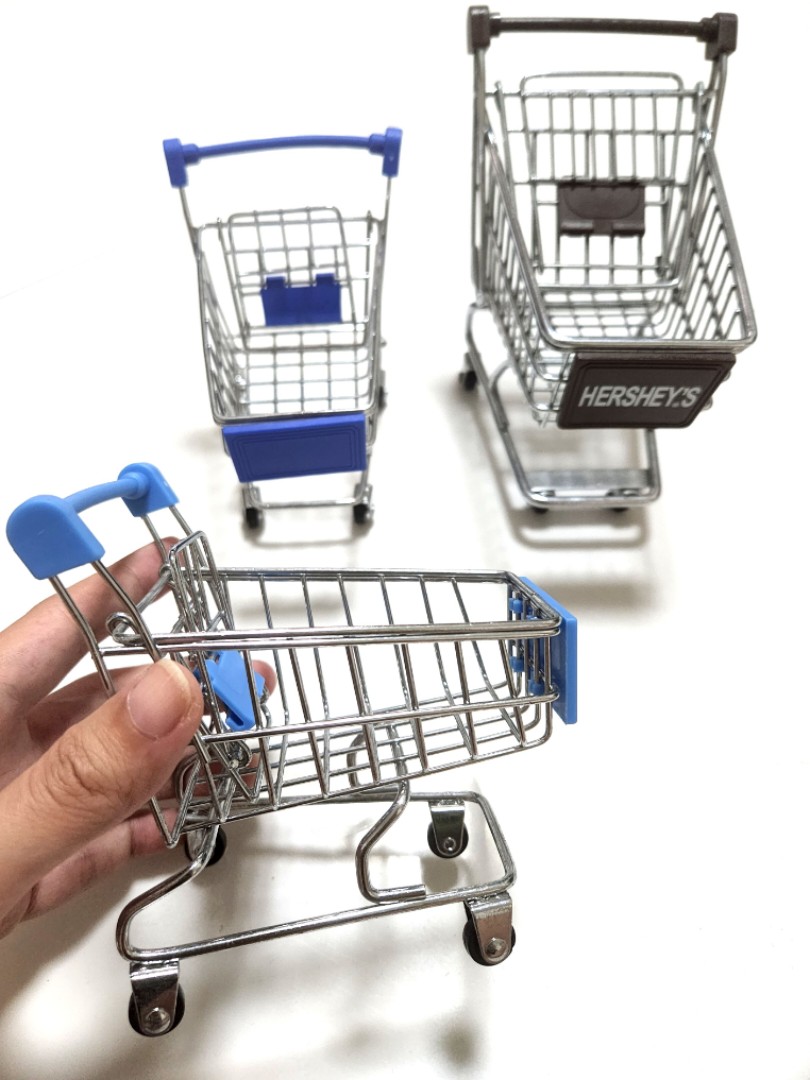 2 small no brand supermarket metal mini cute trolleys stationery holder ...