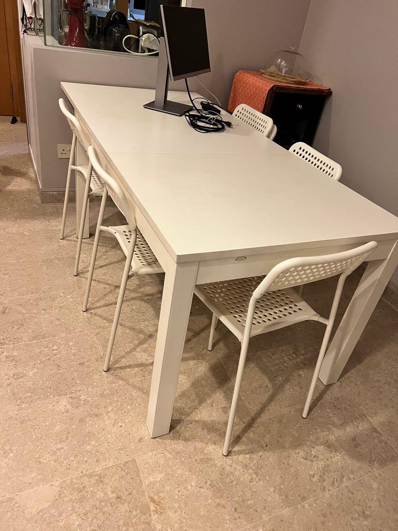 IKEA extensible dining table and chair set, Furniture & Home Living ...