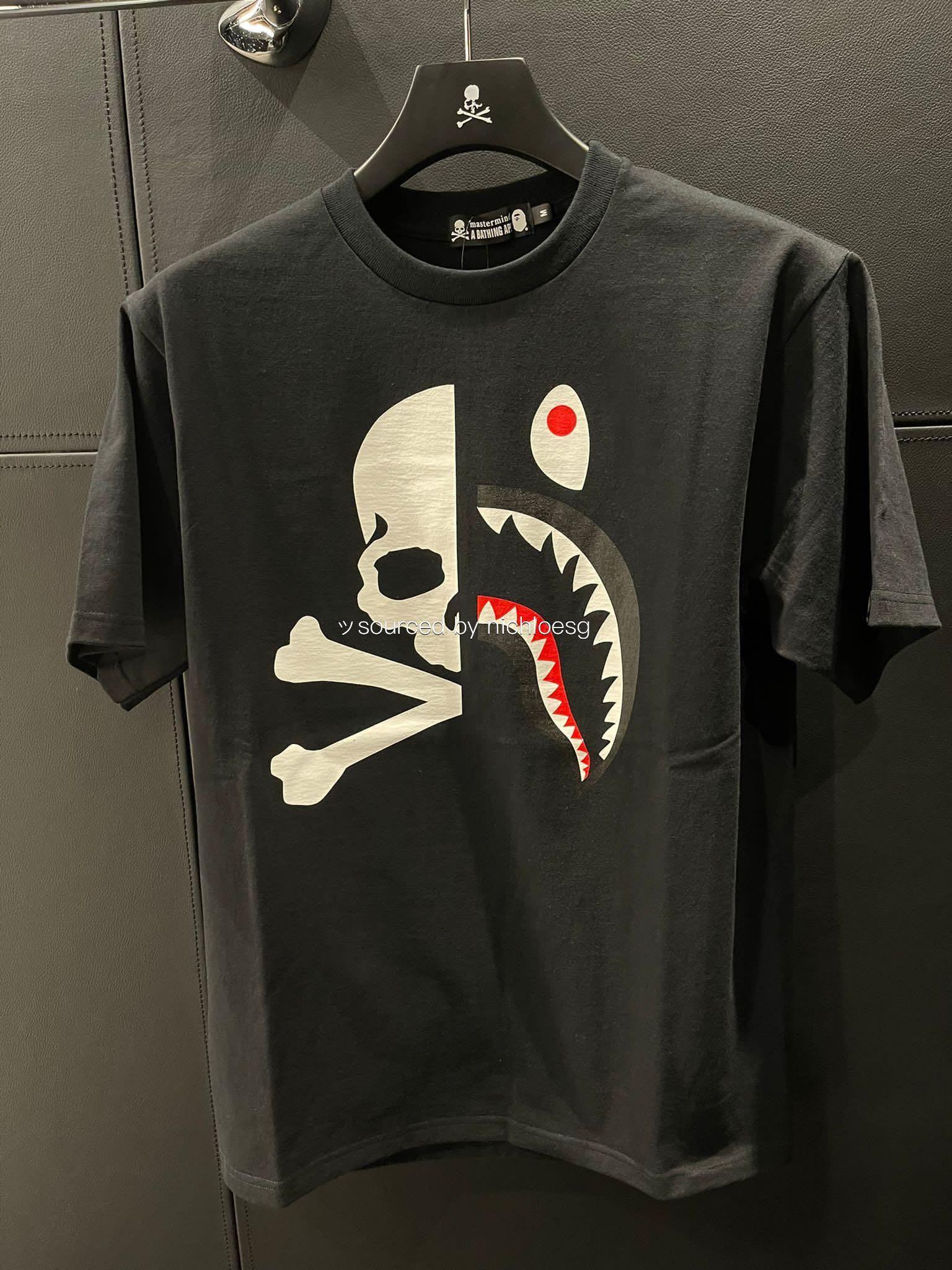 INSTOCK MASTERMIND JAPAN X BAPE HALF SHARK TEE, Men's Fashion, Tops ...