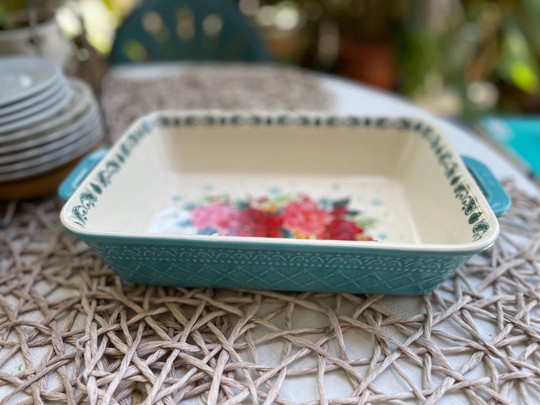Pioneer Woman Cheerful Rose Rectangular Ceramic Holiday Bakeware ...