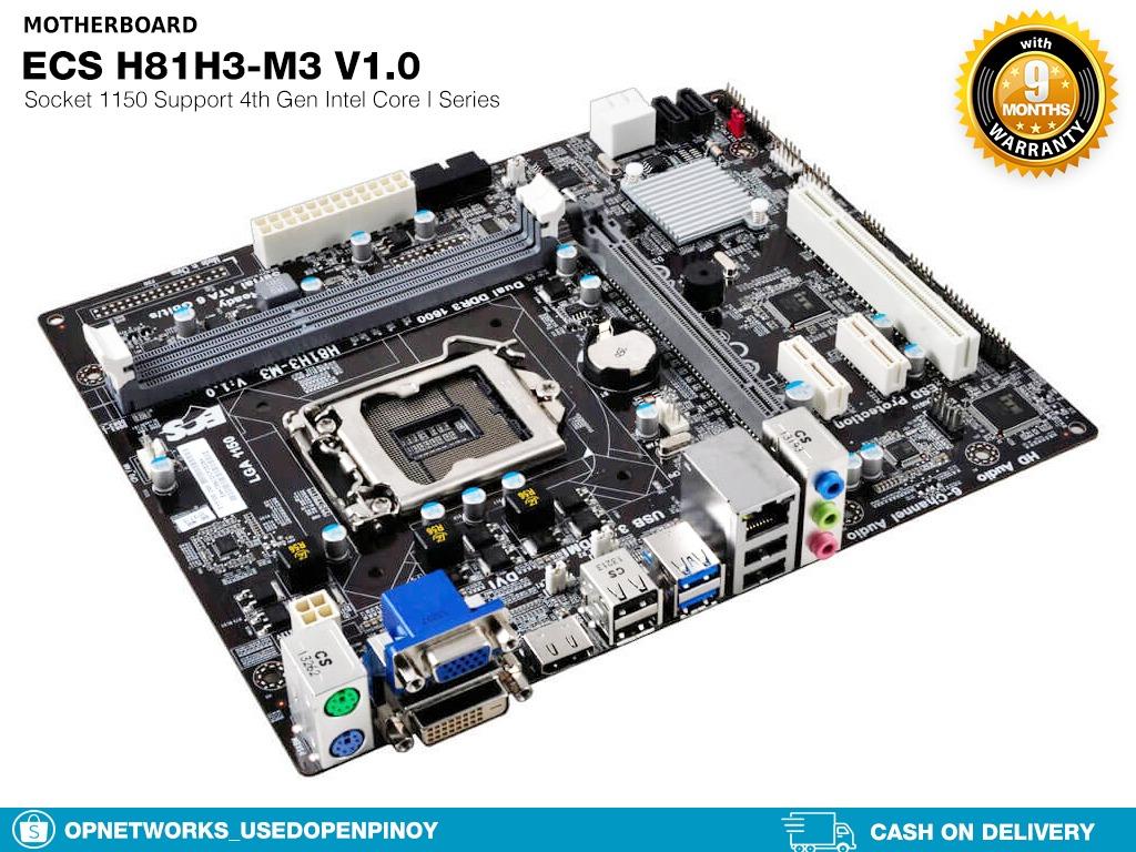 Preowned ECS H81H3-M3 V1.0 Socket 1150 (Support 4th Gen Core I Series ...