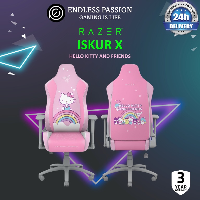 Razer Iskur X Ergonomic Gaming Chair - Hello Kitty and Friends Edition ...