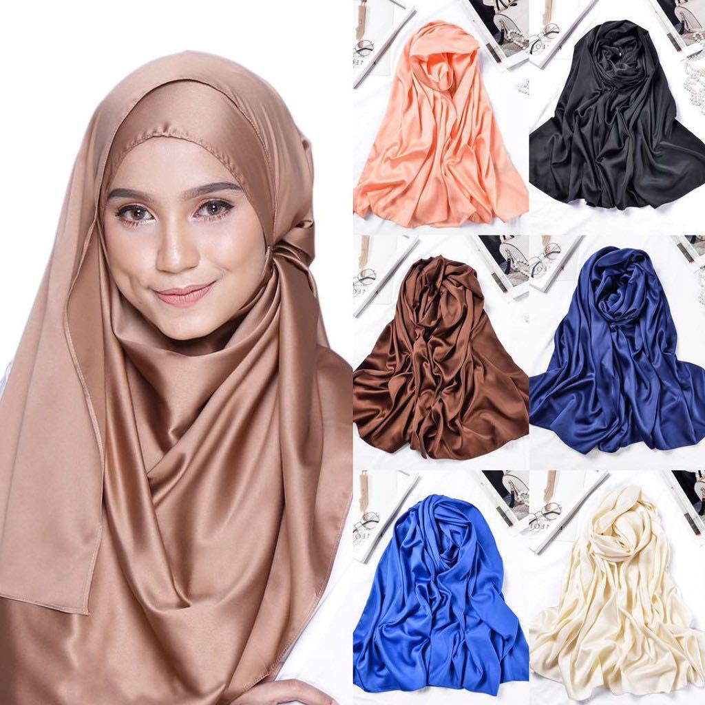 [READY STOCK] Tudung Bawal Tudung Satin Silk Corak Hijab Design 1 to 18 ...