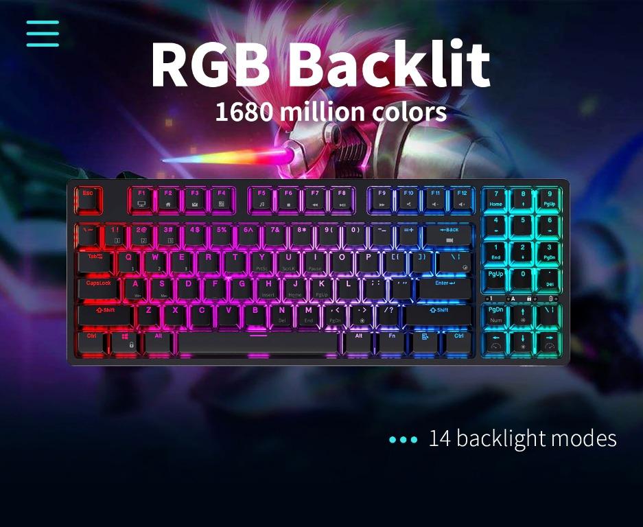 RK92 85% Bluetooth or Wired RGB Mechanical Gaming Keyboard Hot Swap ...