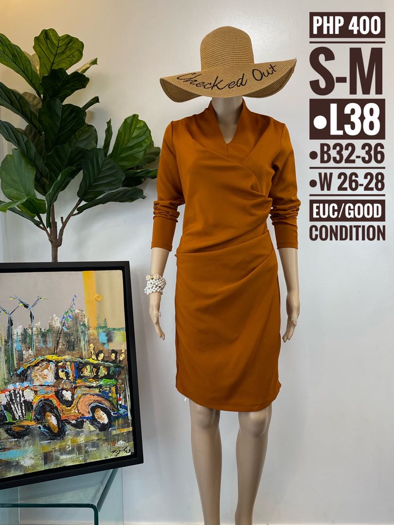 RUST BROWN SEMI FORMAL SEMI MIDI DRESS, Women's Fashion, Dresses & Sets ...