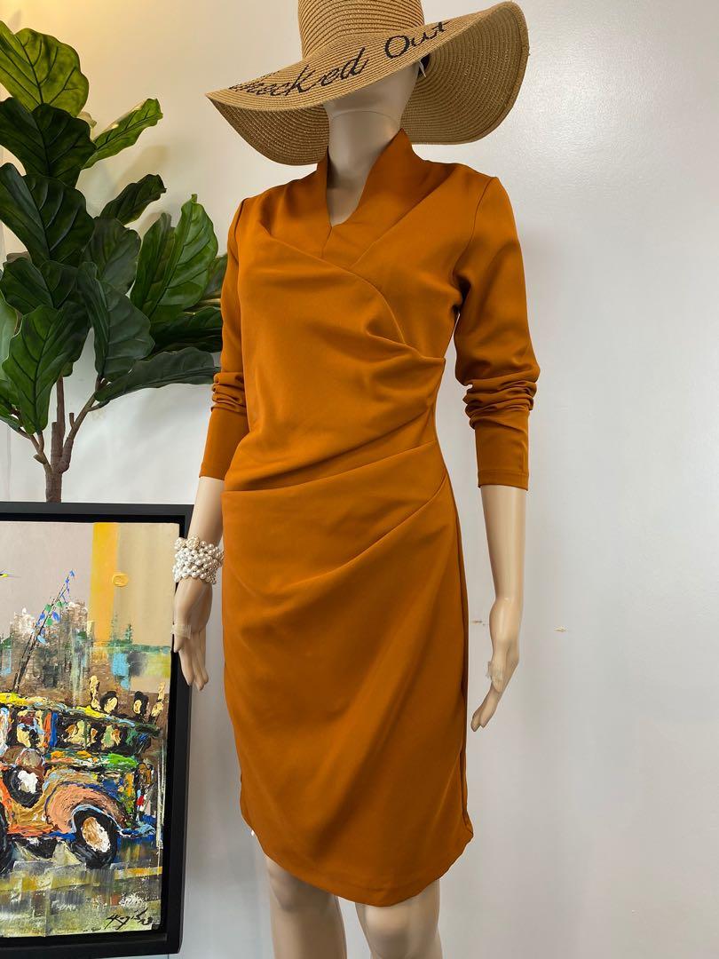 RUST BROWN SEMI FORMAL SEMI MIDI DRESS, Women's Fashion, Dresses & Sets ...