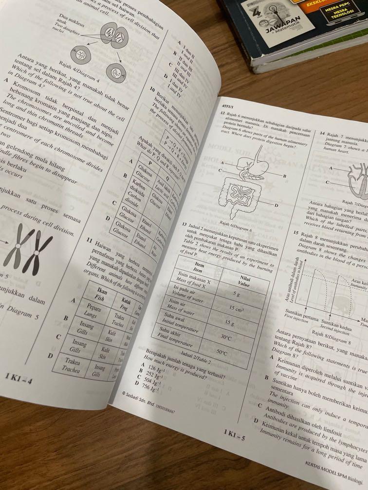 Sasbadi Kertas Model Spm Format Kssm Tingkatan 4 5 Biologi Biology