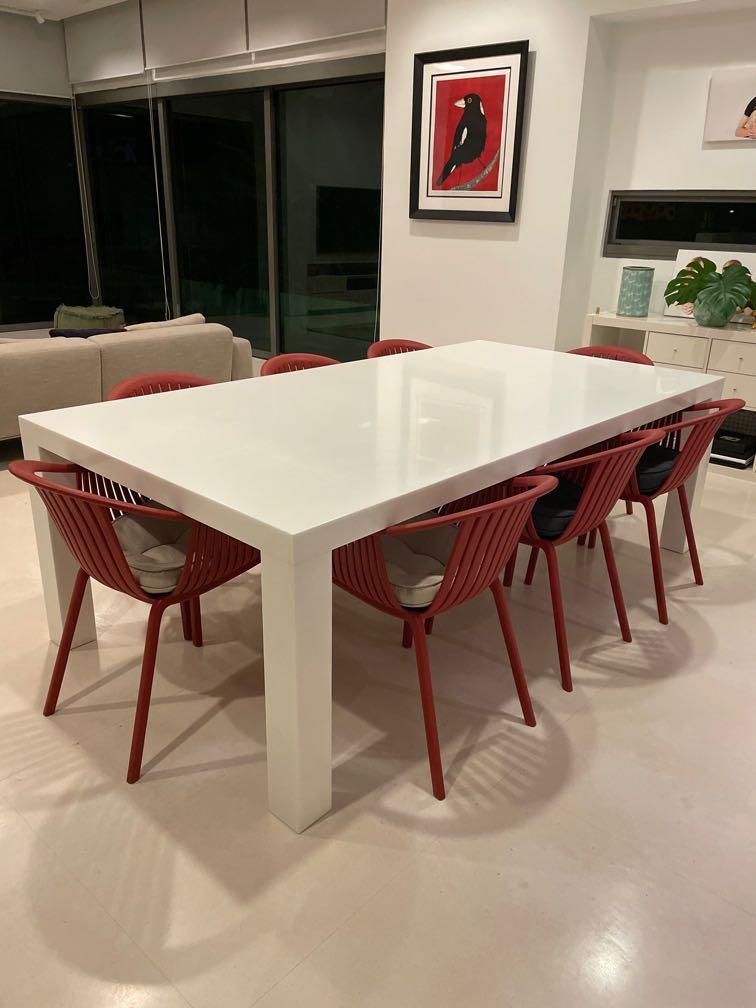 Solid Surface dining table & chairs, Furniture & Home Living, Furniture, Tables & Sets on Carousell
