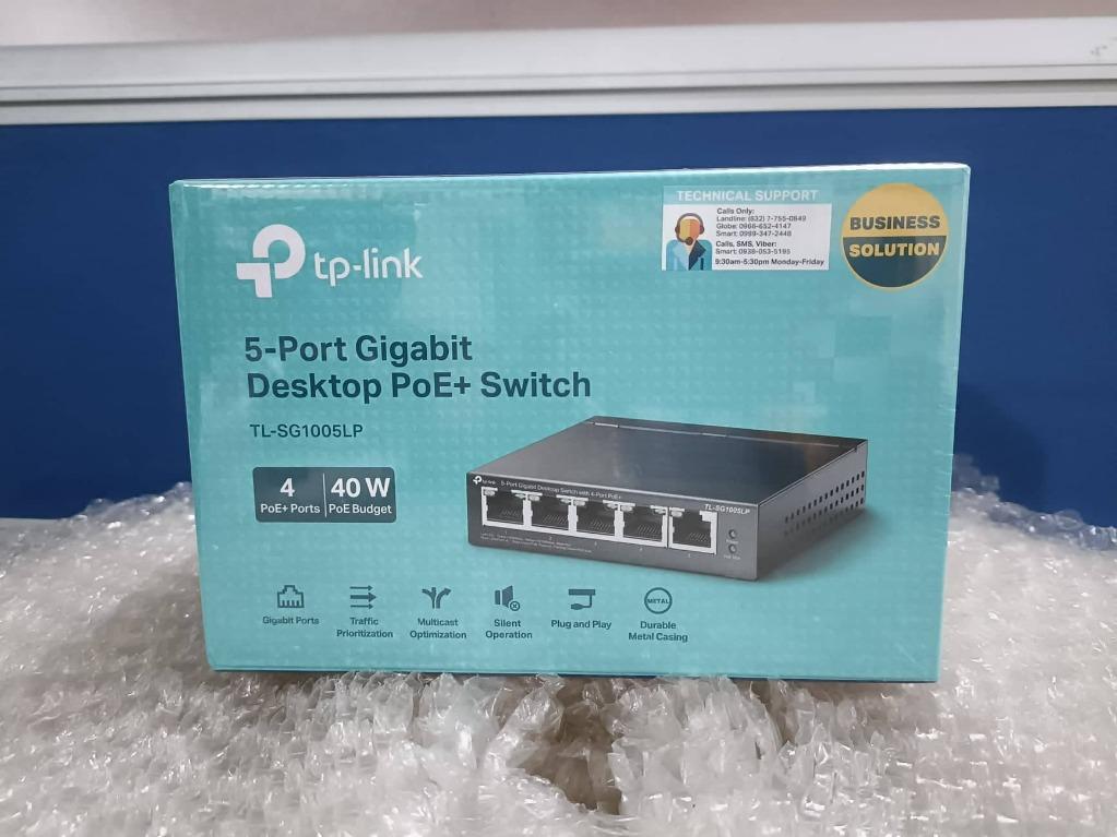 TP-LINK TL-SG1005LP 5-Port Gigabit Desktop PoE Switch with 4-Port PoE+ ...