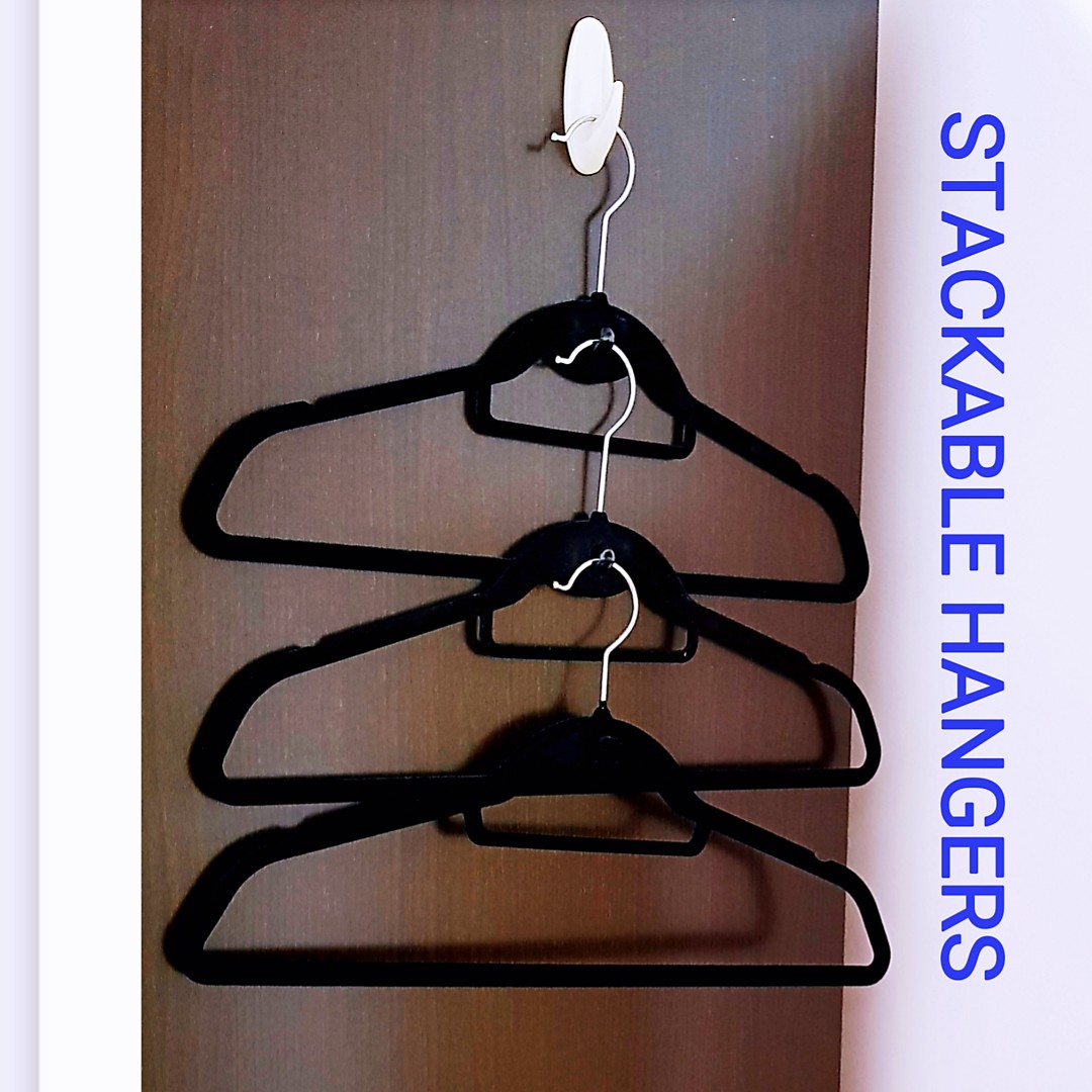 10pcs Velvet stackable hangers, Furniture & Home Living, Home ...