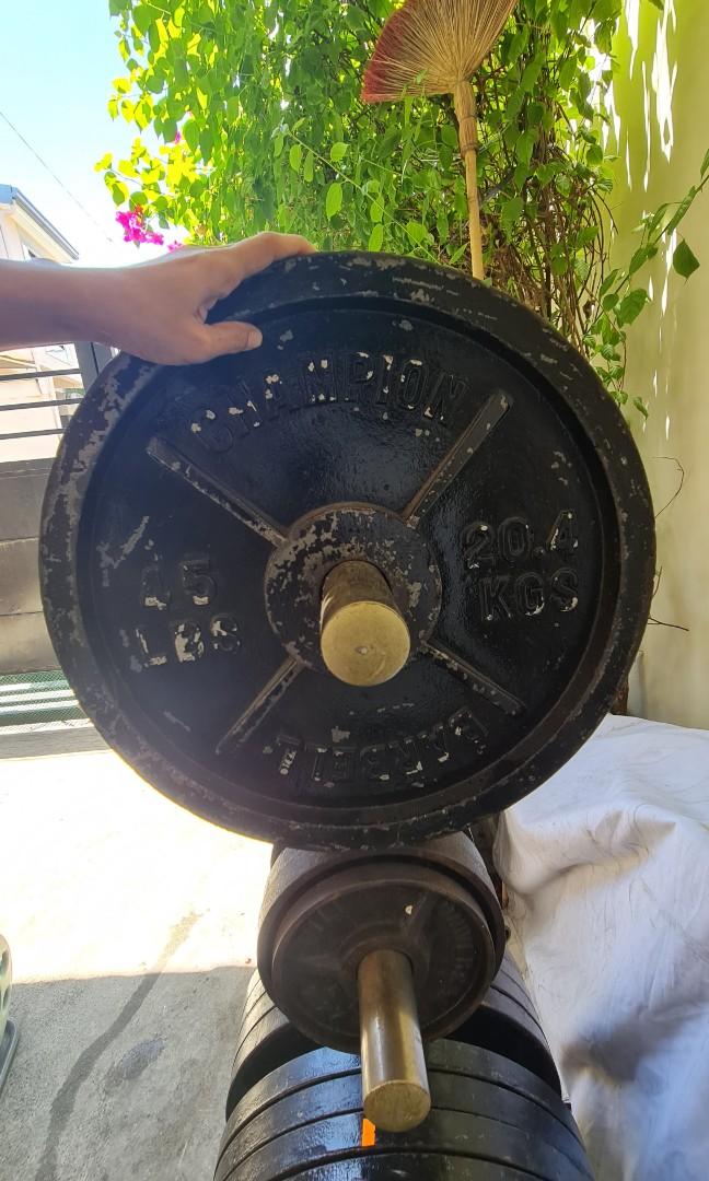 45 lbs plates with rack take all, Sports Equipment, Exercise & Fitness ...