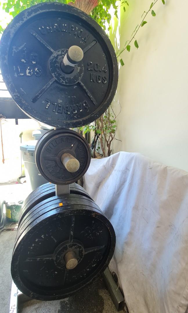 45 lbs plates with rack take all, Sports Equipment, Exercise & Fitness ...