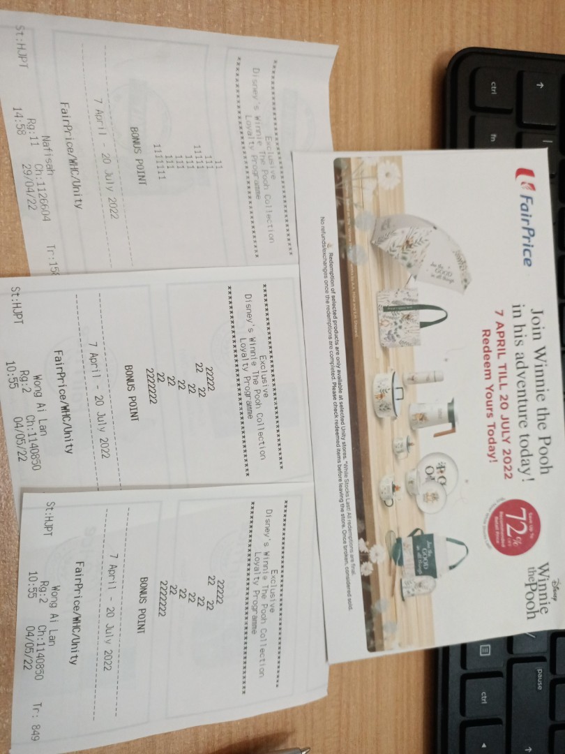 5 NTUC Bonus Points, Tickets & Vouchers, Vouchers on Carousell