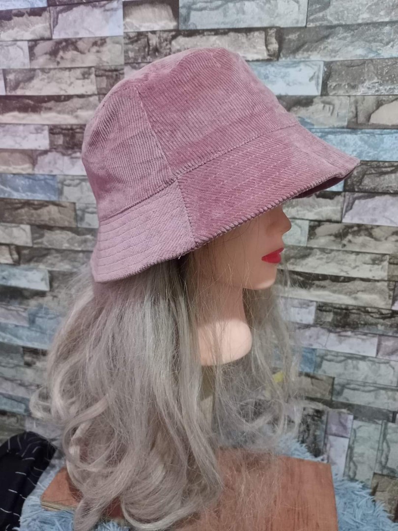 ACCESSORIES by GLASSONS Curdoroy Old Rose Bucket Hat, Women's Fashion ...