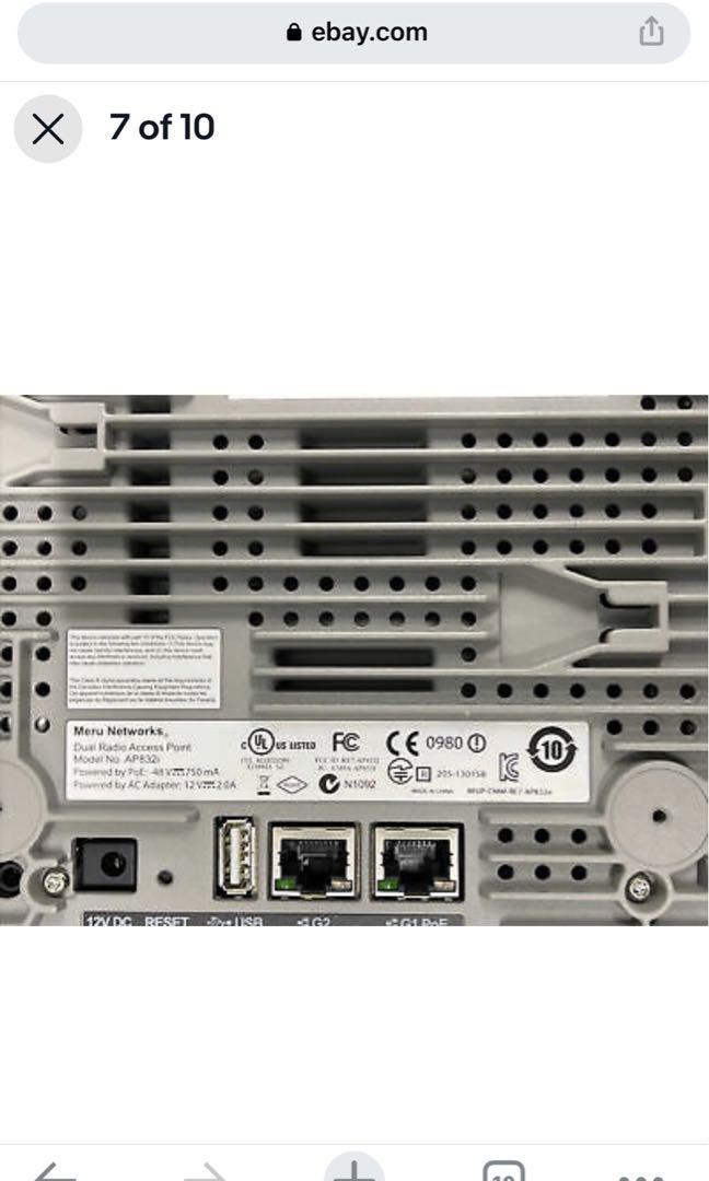 Meru Networks AP832i Dual Radio Access Point w/ T-Bar Adapter/Wall ...