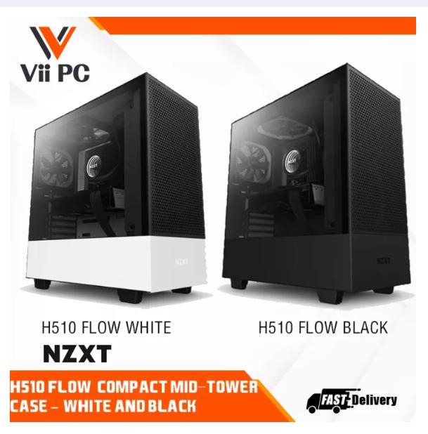 NZXT H510 Flow Compact Mid-tower Case-White/Black, Computers & Tech ...