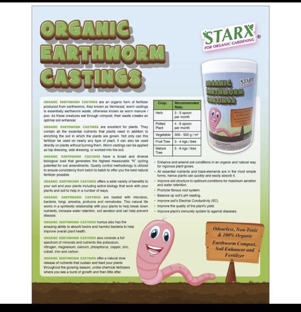 Organic earthworm worm casting fertilizer 800grams, odorless , non ...