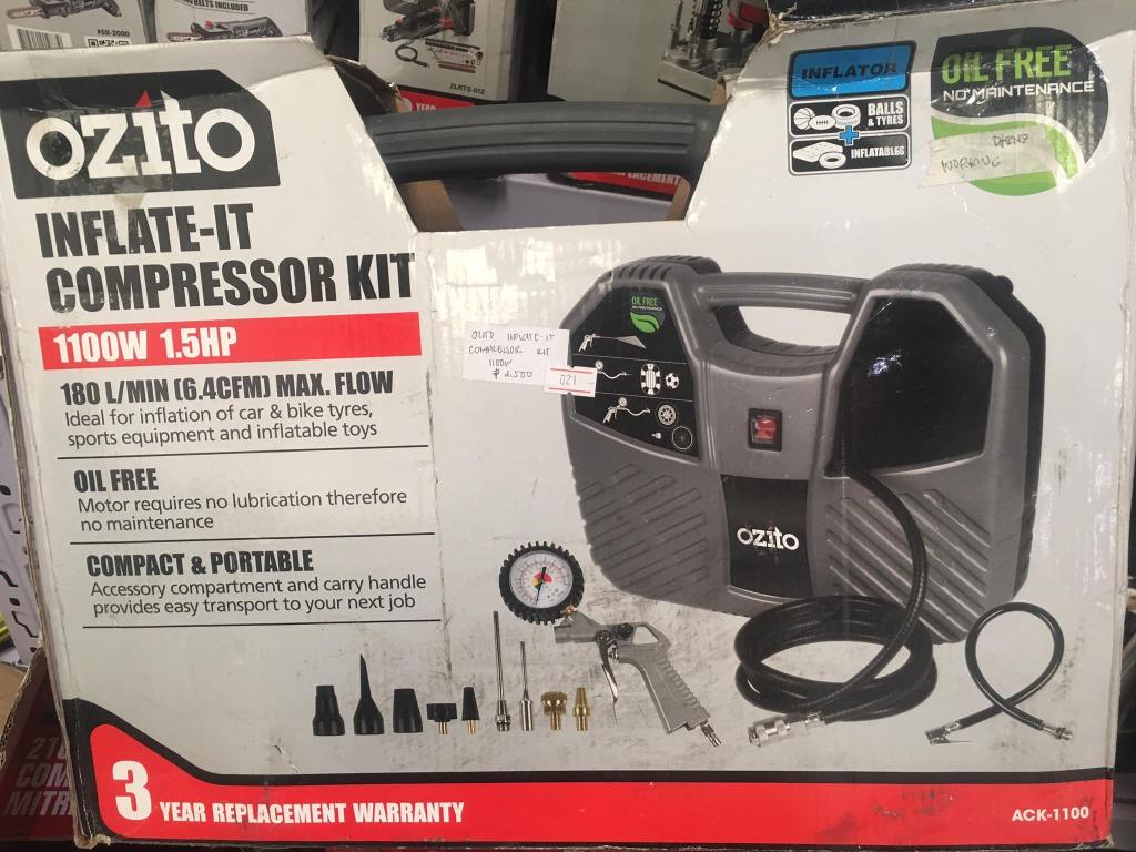 Ozito Inflate-it Compressor Kit, Furniture & Home Living, Home ...