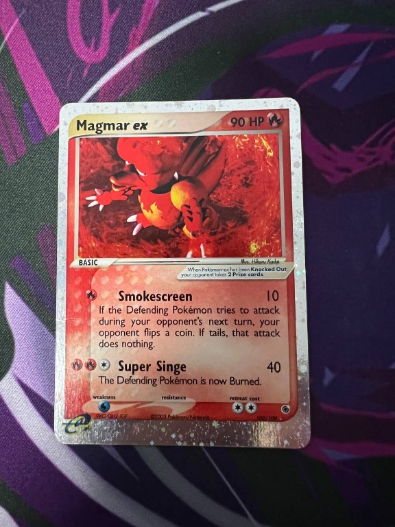 Pokemon TCG: Magmar ex 100/109 Ex Ruby & Sapphire, Hobbies & Toys, Toys & Games on Carousell