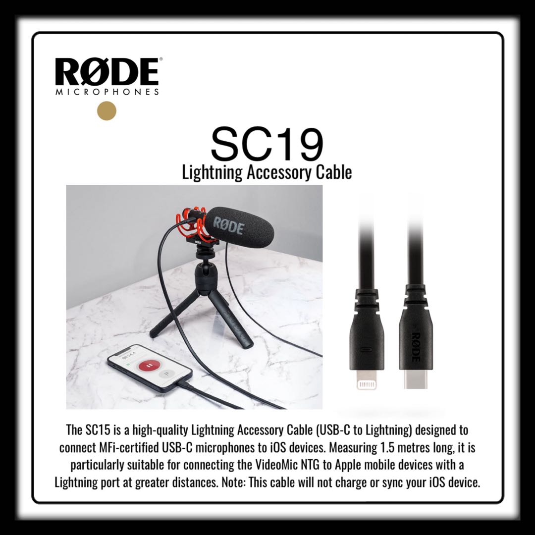 RODE SC19 Lightning Accessory Cable, Audio, Microphones on Carousell