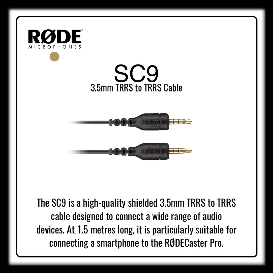 RODE SC9 3.5mm TRRS to TRRS Cable, Audio, Microphones on Carousell