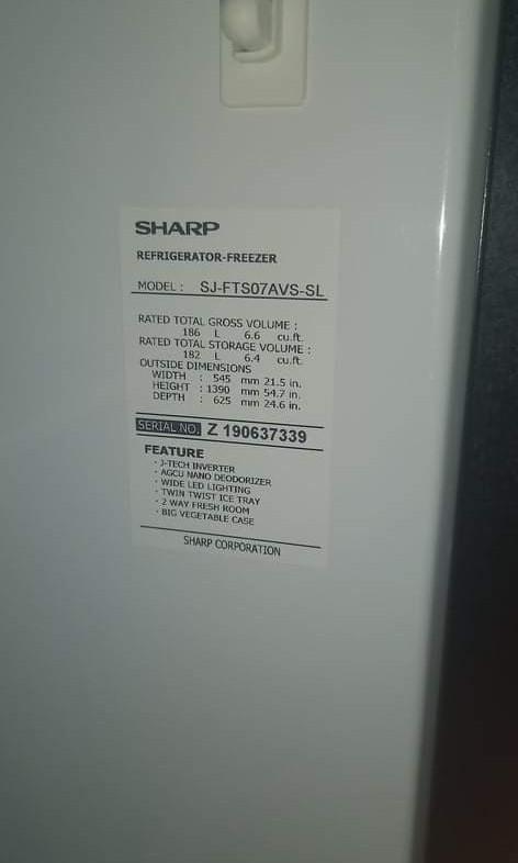 Sharp JTech Inverter Ref No Frost, TV & Home Appliances, Kitchen ...