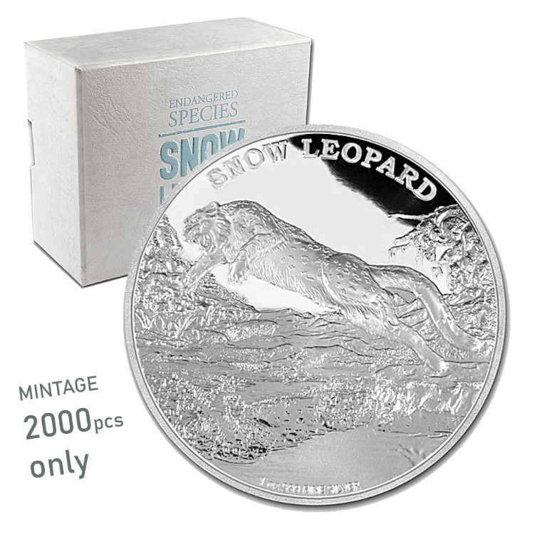 Silver 1oz Coin Snow Leopard NIUE Queen Elizabeth 2000 pieces only ...