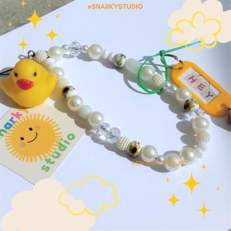 Sunflower and Pearl Bead Phone Strap | Phone Charm, Beaded, Aesthetic ...