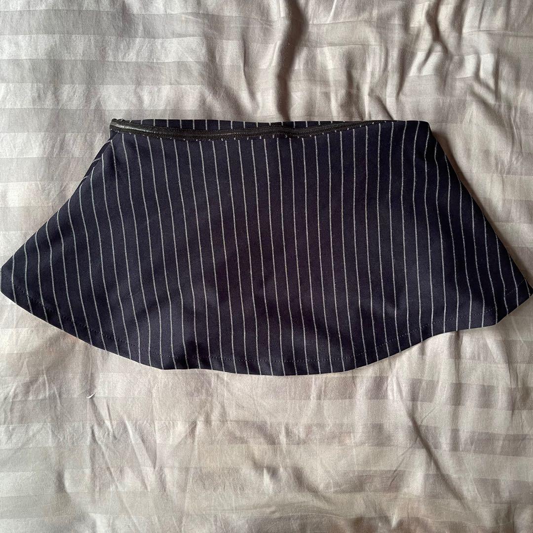 TEM Pinstripe stripes striped flare flutter tube crop top in navy ...