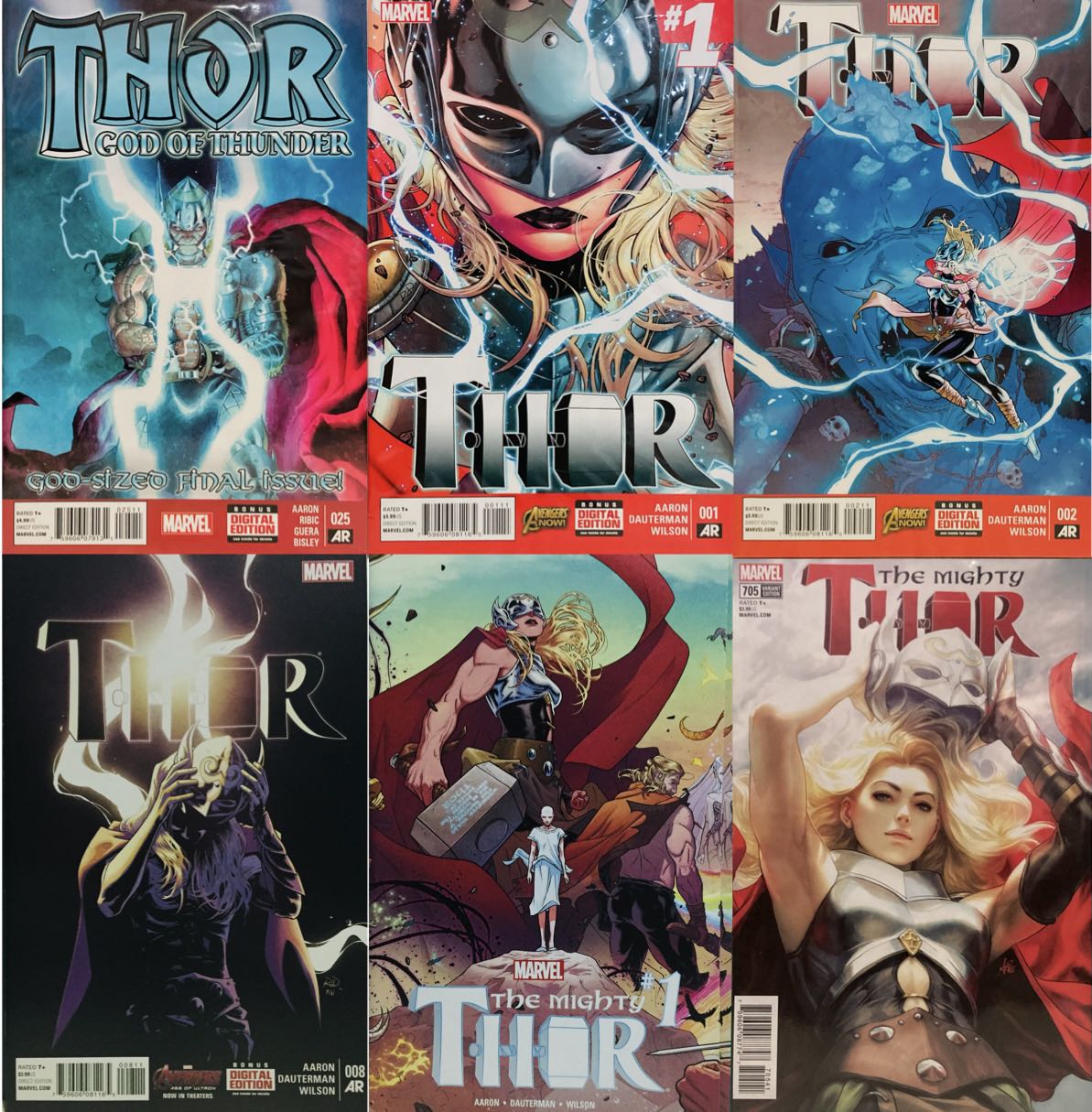 Thor: God of Thunder #25; Thor #1, 2 & 8; The Mighty Thor #1 and The ...