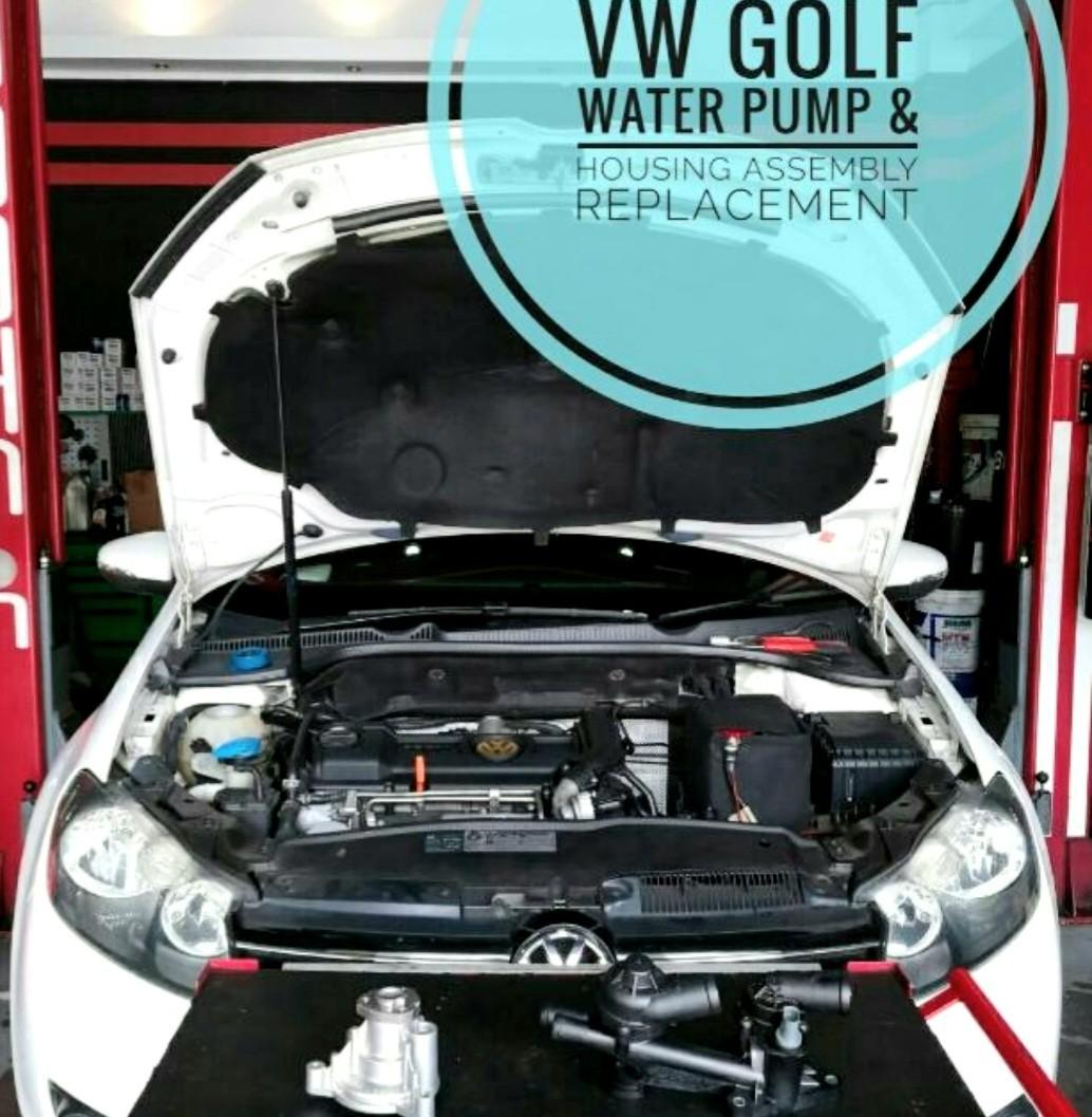 Volkswagen : Waterpump/Thermostat Housing/Fan Belt replacement, Car ...