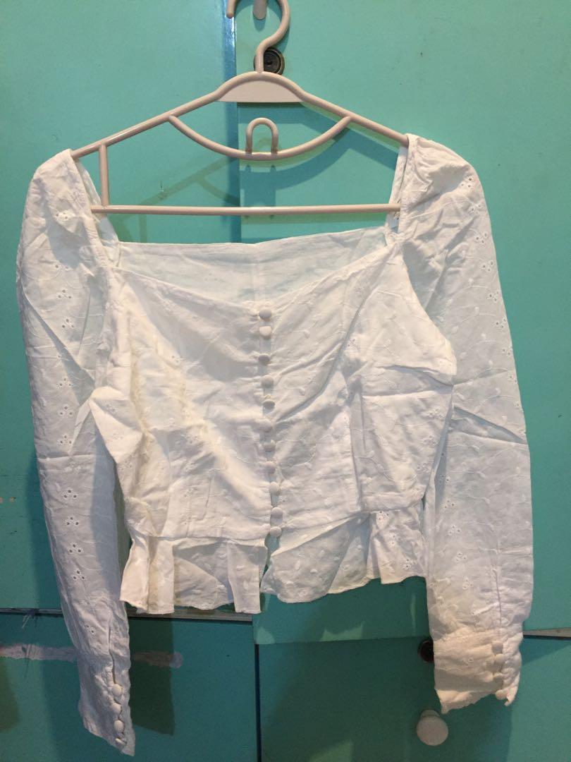 white islet croptop, Women's Fashion, Tops, Blouses on Carousell