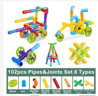 102pcs Pipes & Joints Building Blocks Construction Sets Interlocking ...