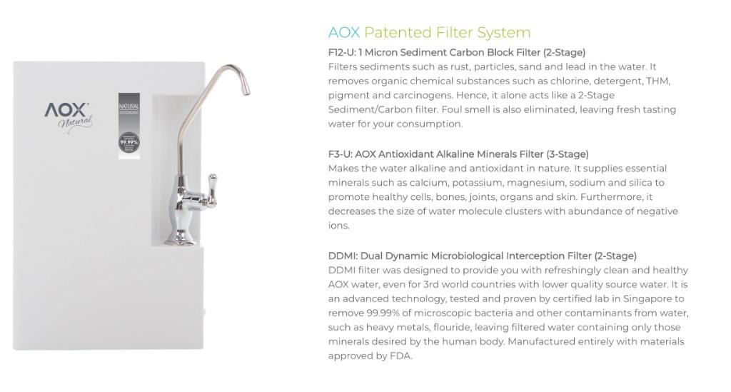 AOX Natural Antioxidant Alkaline Water Filter Dispenser AOX-2000NU, TV ...