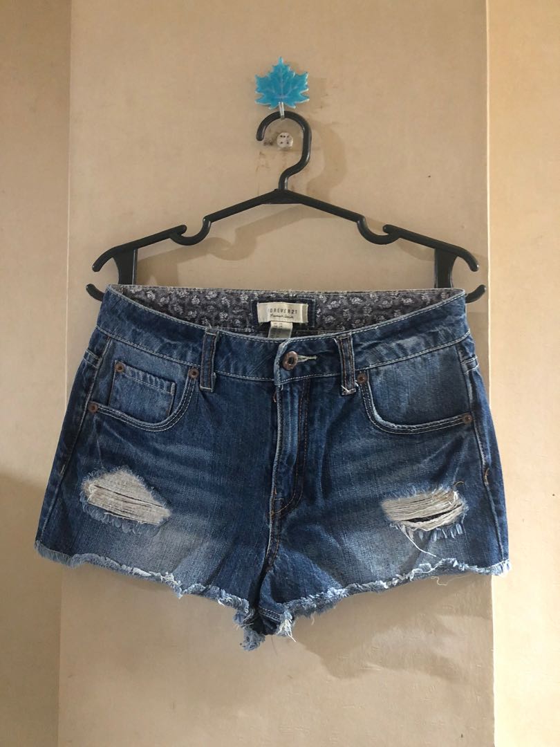 Forever 21 Denim Tattered Short Shorts, Women's Fashion, Bottoms ...