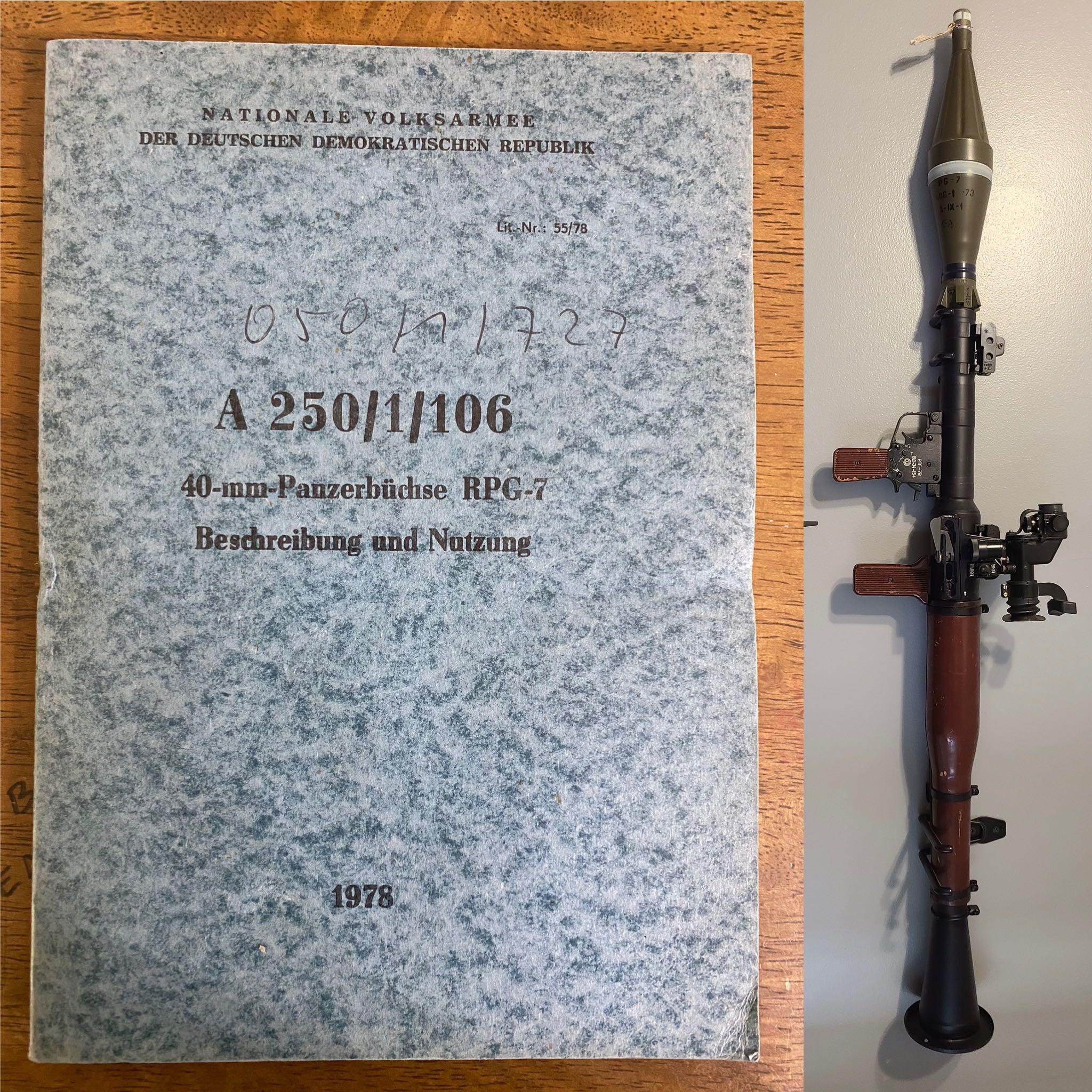 East German RPG-7 Antitank Grenade Launcher Operator Manual, Hobbies ...